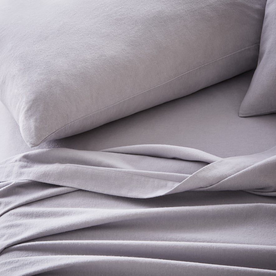 Flannelette Silver Pillowcase | Adairs