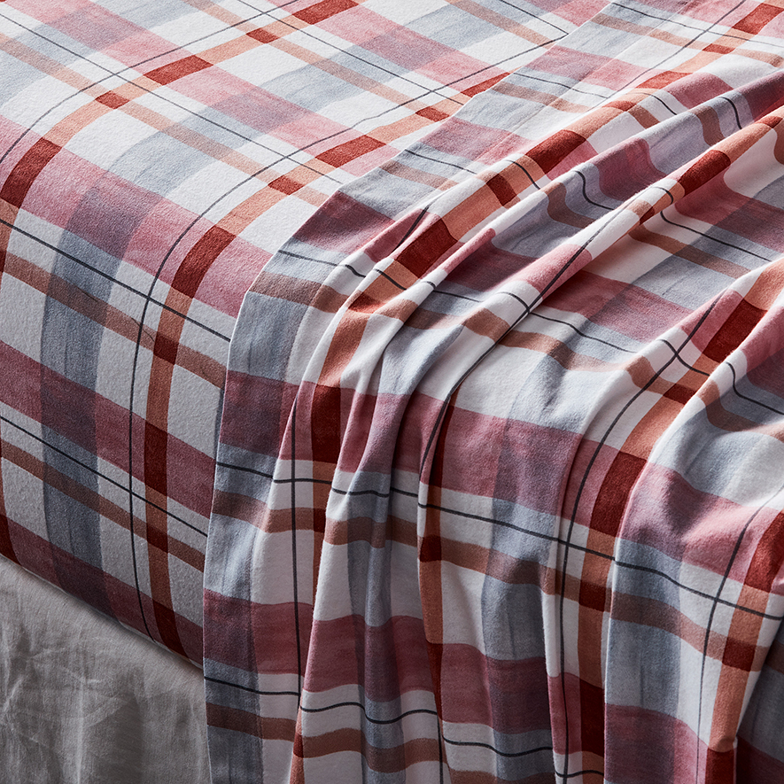 Printed Flannelette Watercolour Check Sheet Set | Adairs