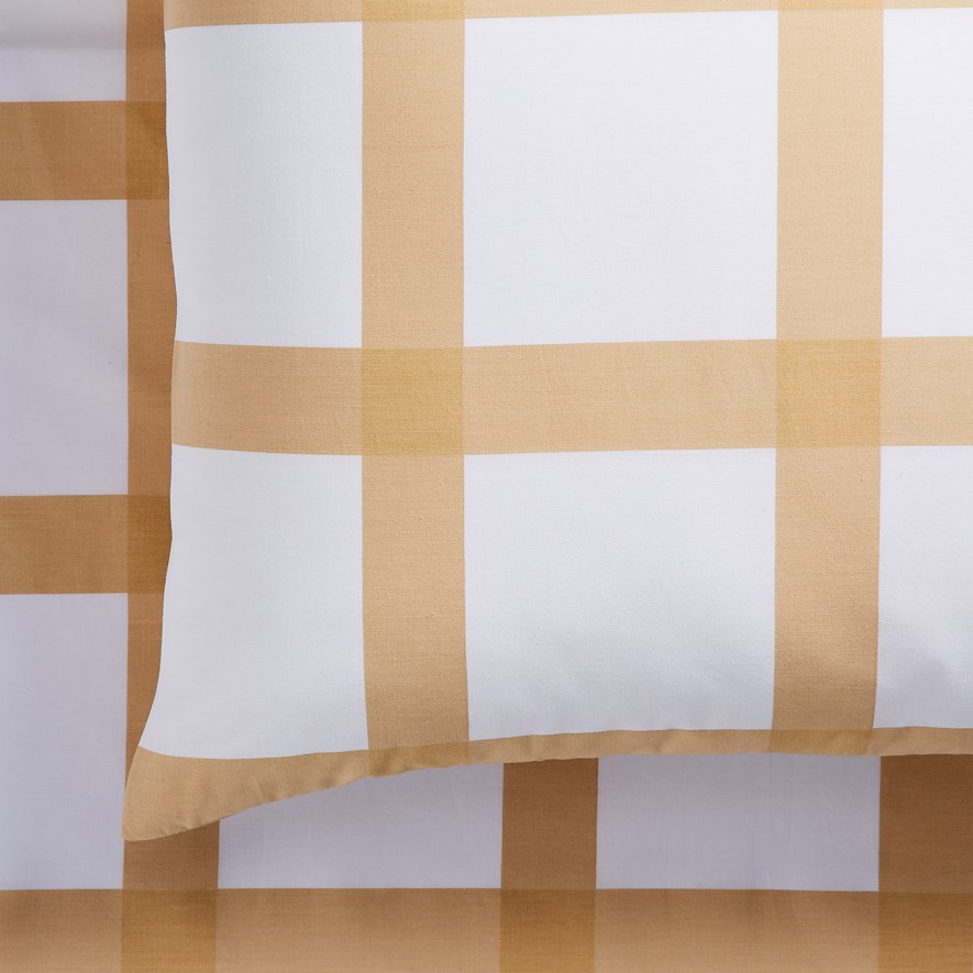 Perfect Cotton Percale Mustard Check Sheet Set | Adairs