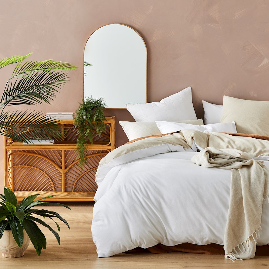 Olsen Linen Cotton Natural & Eucalyptus Quilt Cover Set + Separates ...