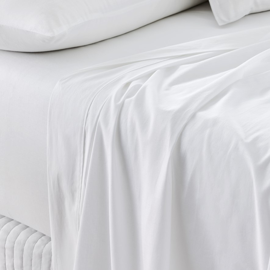 Plain Dye Perfect Cotton Percale White Sheet Set | Adairs