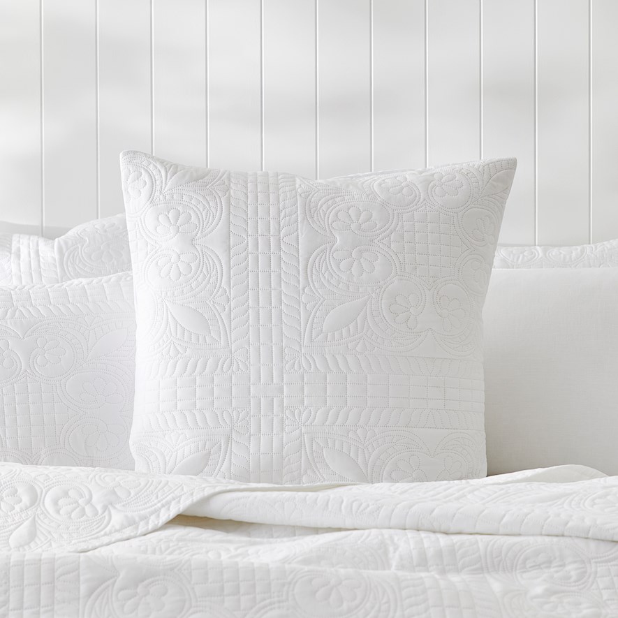 Mabel White Quilted Microfibre Pillowcase | Adairs