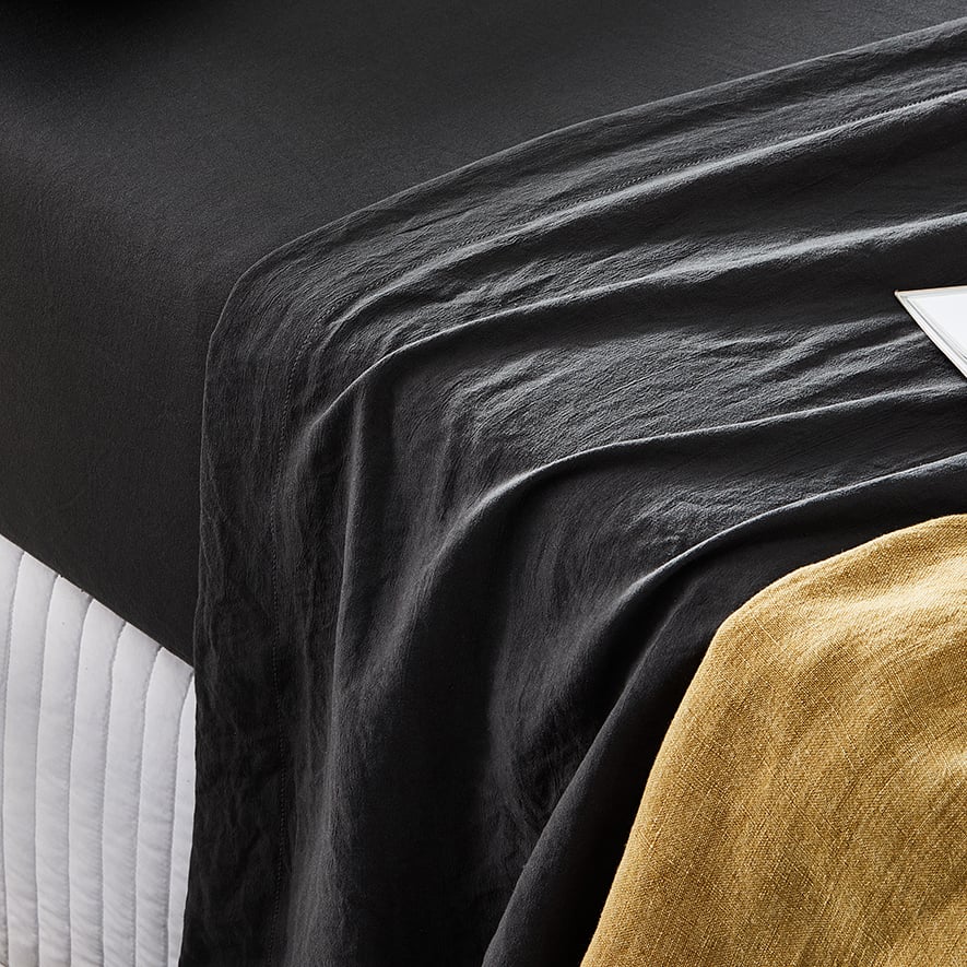 Microplush Coal Sheet Set | Adairs