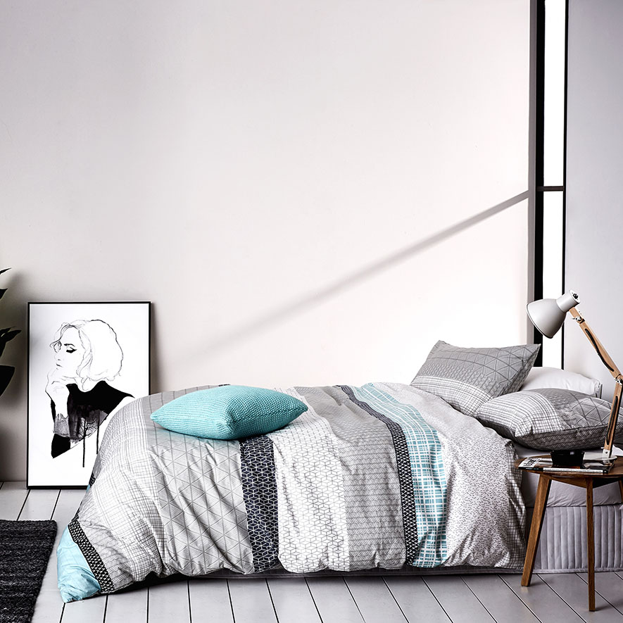 Metro - Lucerne Navy Quilt Cover Set + Separates | Adairs