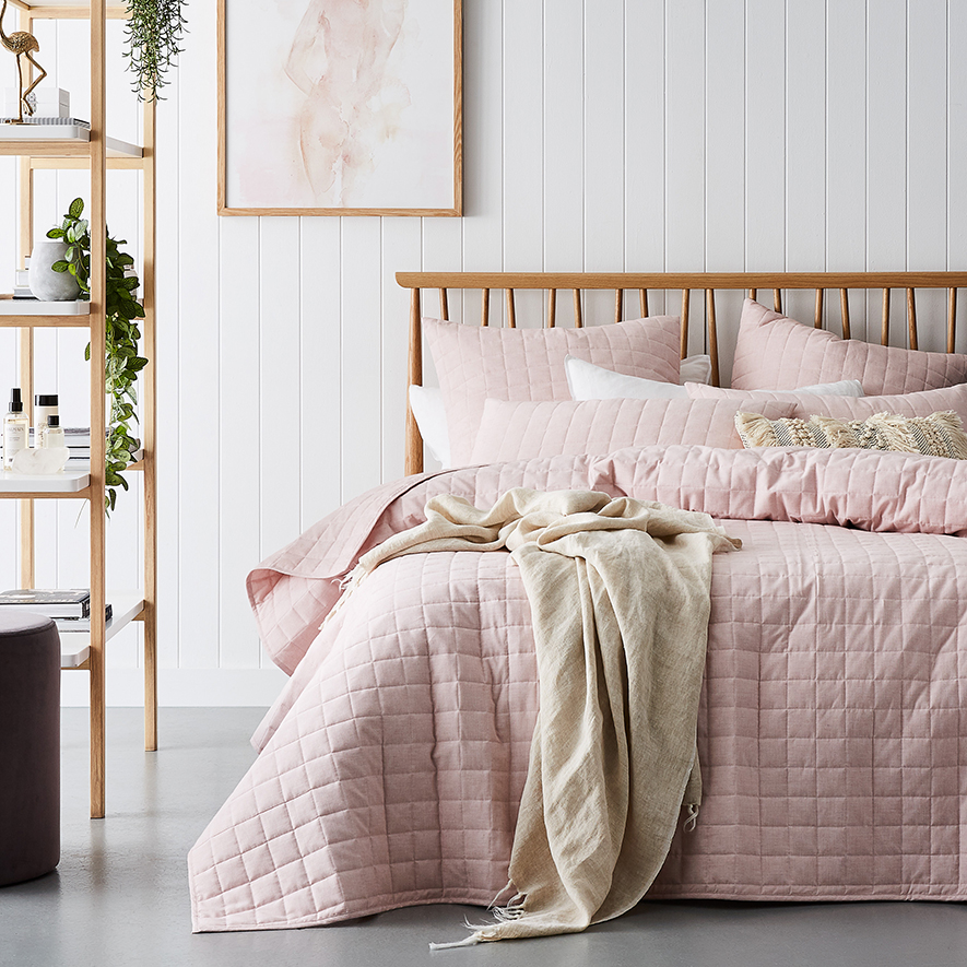 Metro - Austin Chambray Cotton Ash Rose Coverlet Separates | Adairs