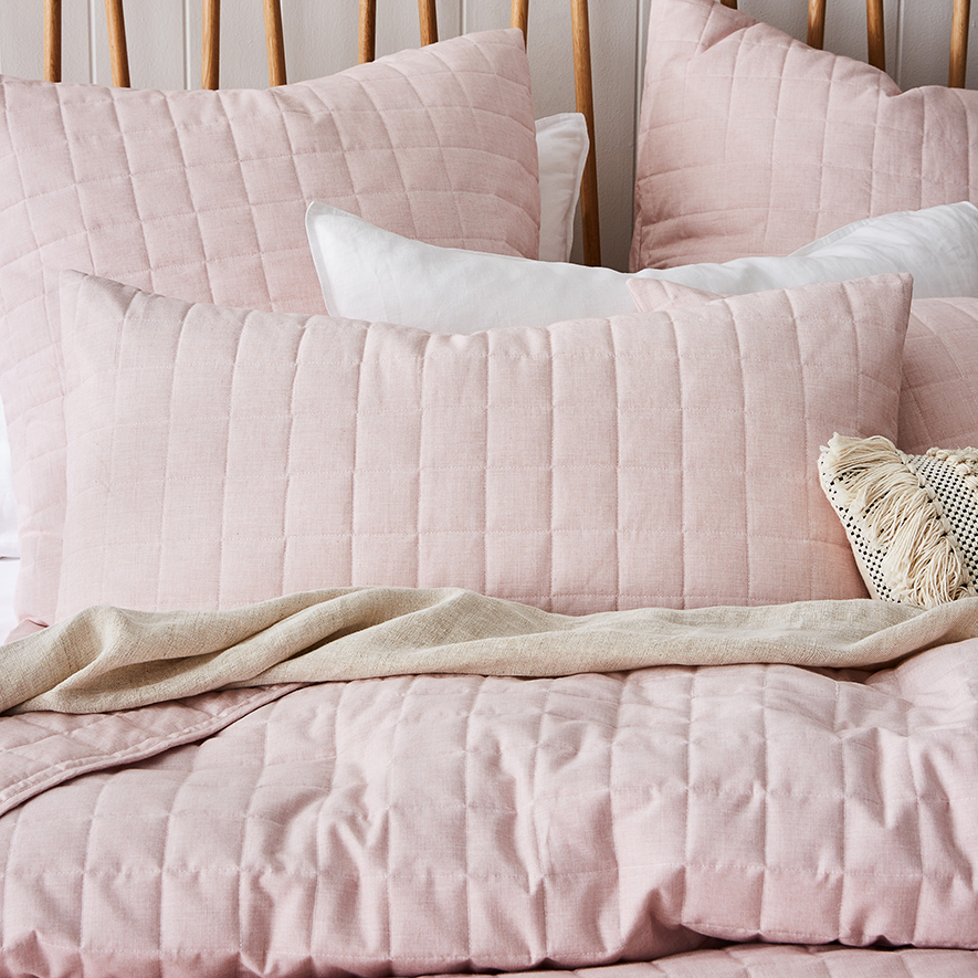 Metro - Austin Chambray Cotton Ash Rose Coverlet Separates | Adairs