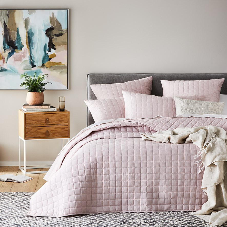 Austin Chambray Cotton Clay Coverlet Separates | Adairs