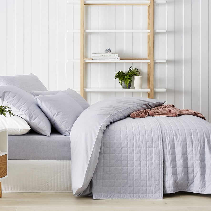 Metro - Austin Chambray Cotton Denim Coverlet Separates | Adairs