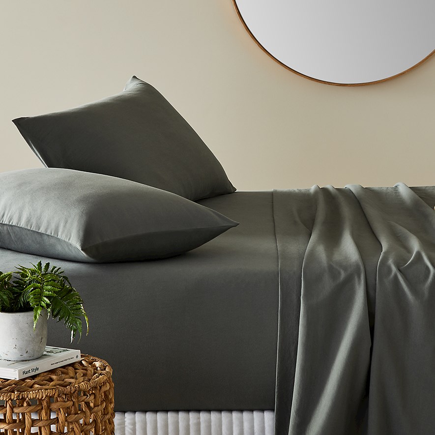 Microplush Olive Sheet Set | Adairs