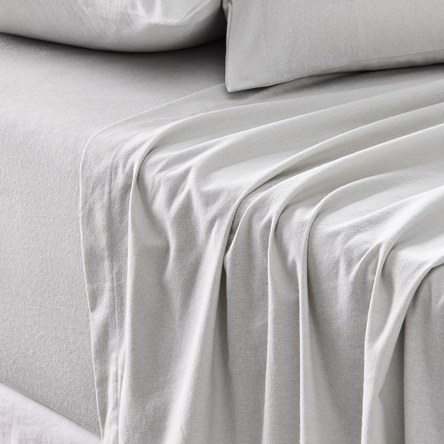 Plain Dyed Flannelette Grey Sheet Set | Adairs
