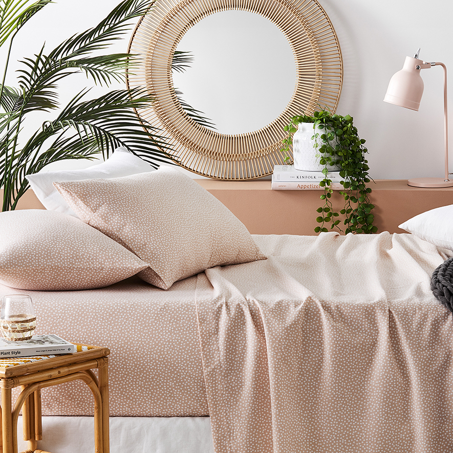 Printed Flannelette Pink Spot Sheet Set | Adairs