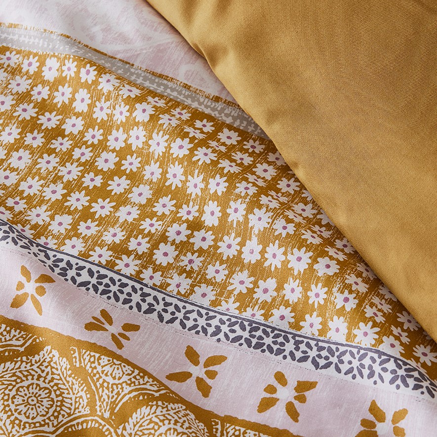 Metro - Mindy Mustard Quilt Cover Set + Separates | Adairs