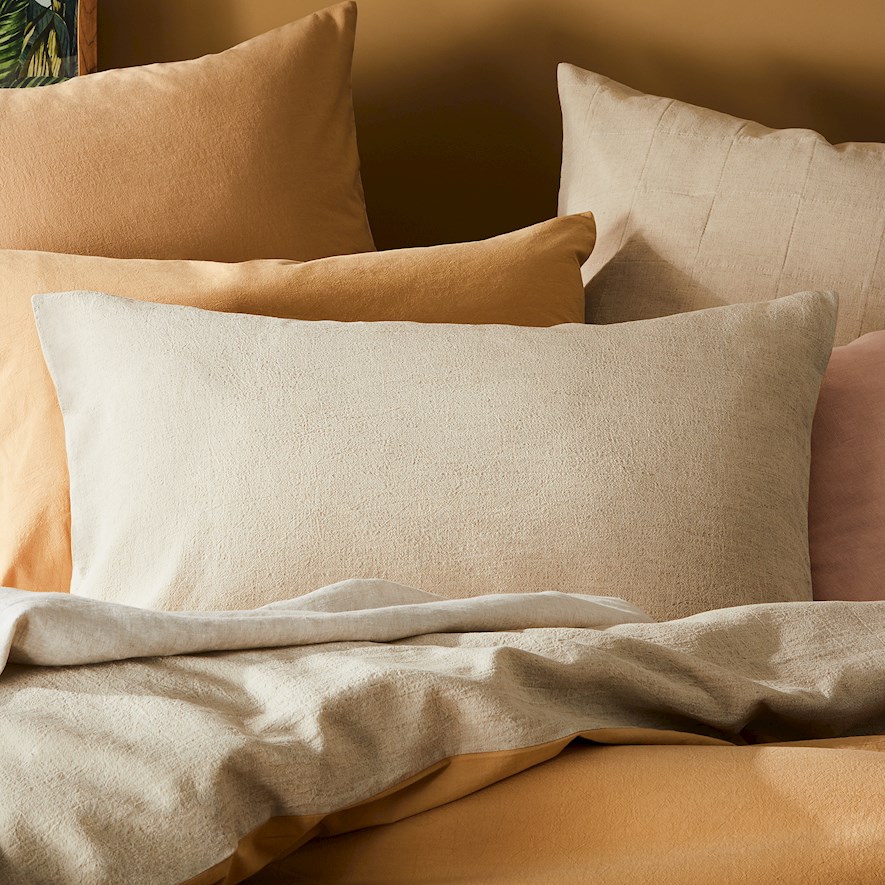 Olsen Linen Cotton Queen Natural & Wheat Quilt Cover Set + Separates ...