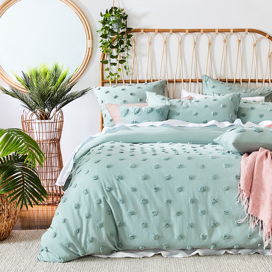 Addison Chenille Mint Quilt Cover Set + Separates | Adairs