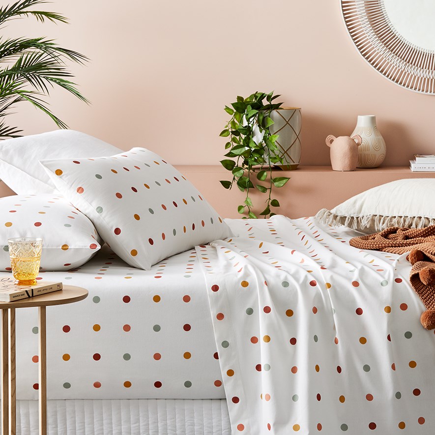 Perfect Cotton Percale Multi Spot Sheet Set | Adairs