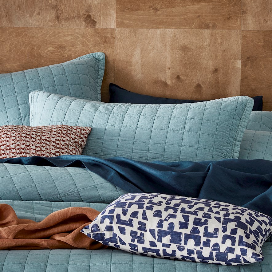 Mosman Seafoam Quilted Pillowcase | Adairs