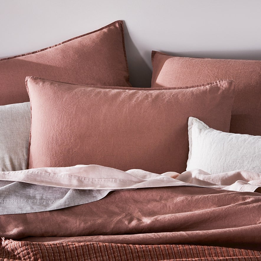 Vintage Washed Linen Rose Pillowcase | Adairs