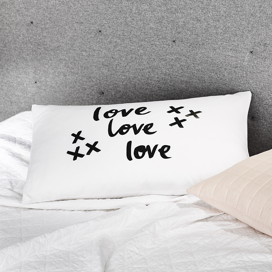 Home Republic - Love Love Love Text Pillowcase | Adairs