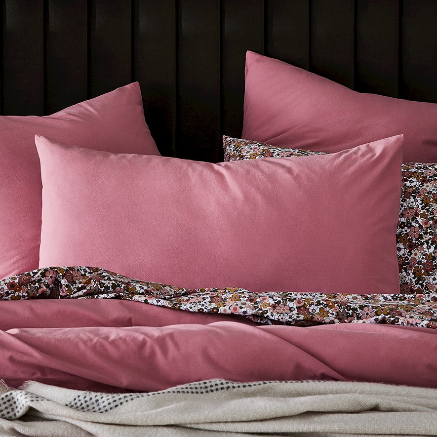 Stonewashed Cotton Berry Pillowcase | Adairs