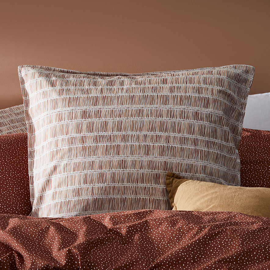 Stonewashed Printed Cotton Clay Fleck Pillowcase | Adairs
