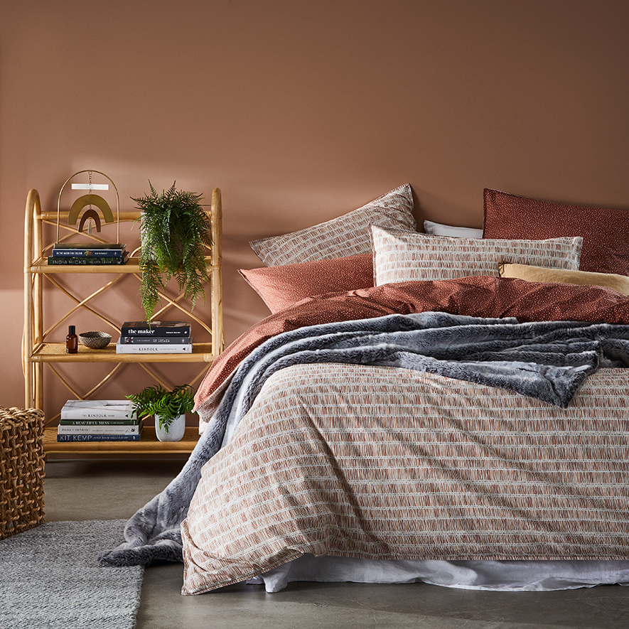 Stonewashed Printed Cotton Clay Fleck Pillowcase | Adairs