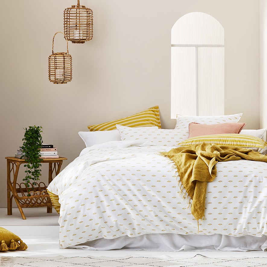 Stonewashed Printed Cotton Flax Triangle Pillowcase | Adairs