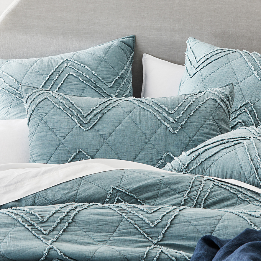 Home Republic - Monty Quilted Chenille Sage Pillowcase | Adairs