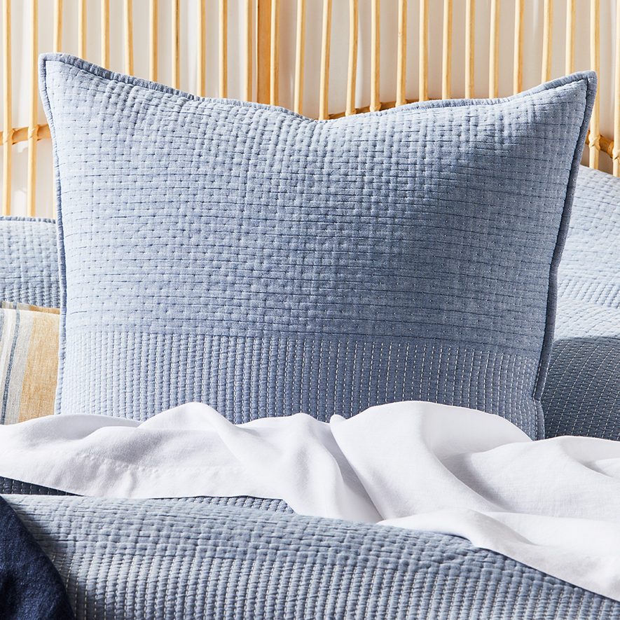 Cameo Blue Mist Quilted Pillowcase | Adairs