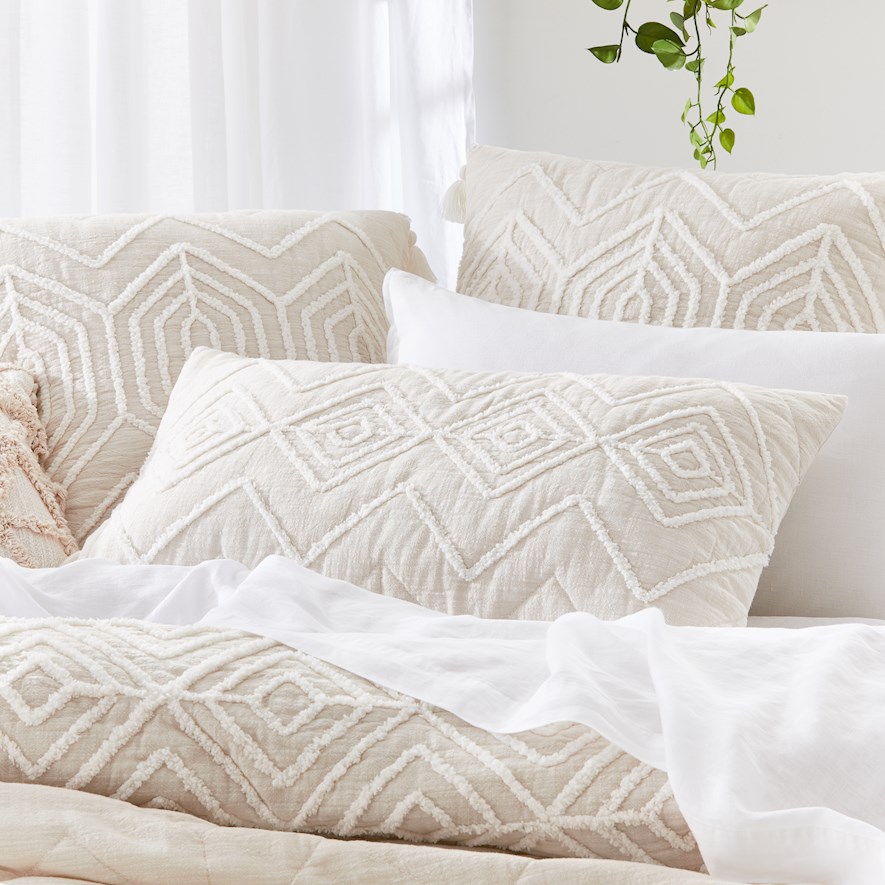 Home Republic - Bombay Tufted Quilted Natural Pillowcase | Adairs