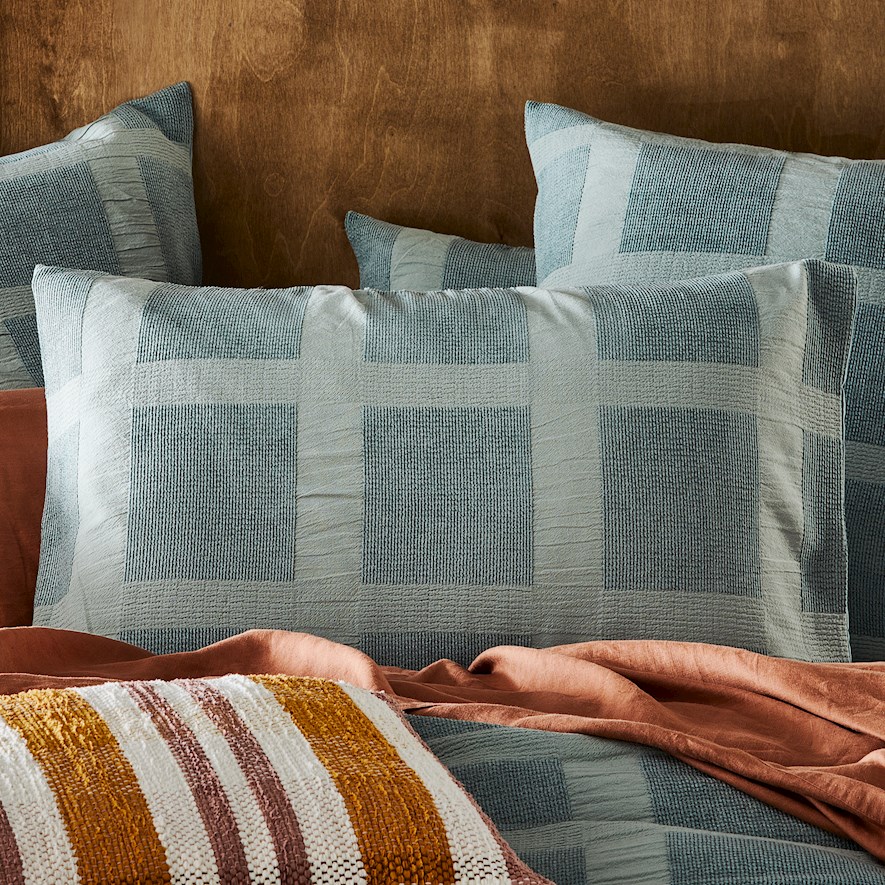 Chenille Check Cypress Pillowcase | Adairs