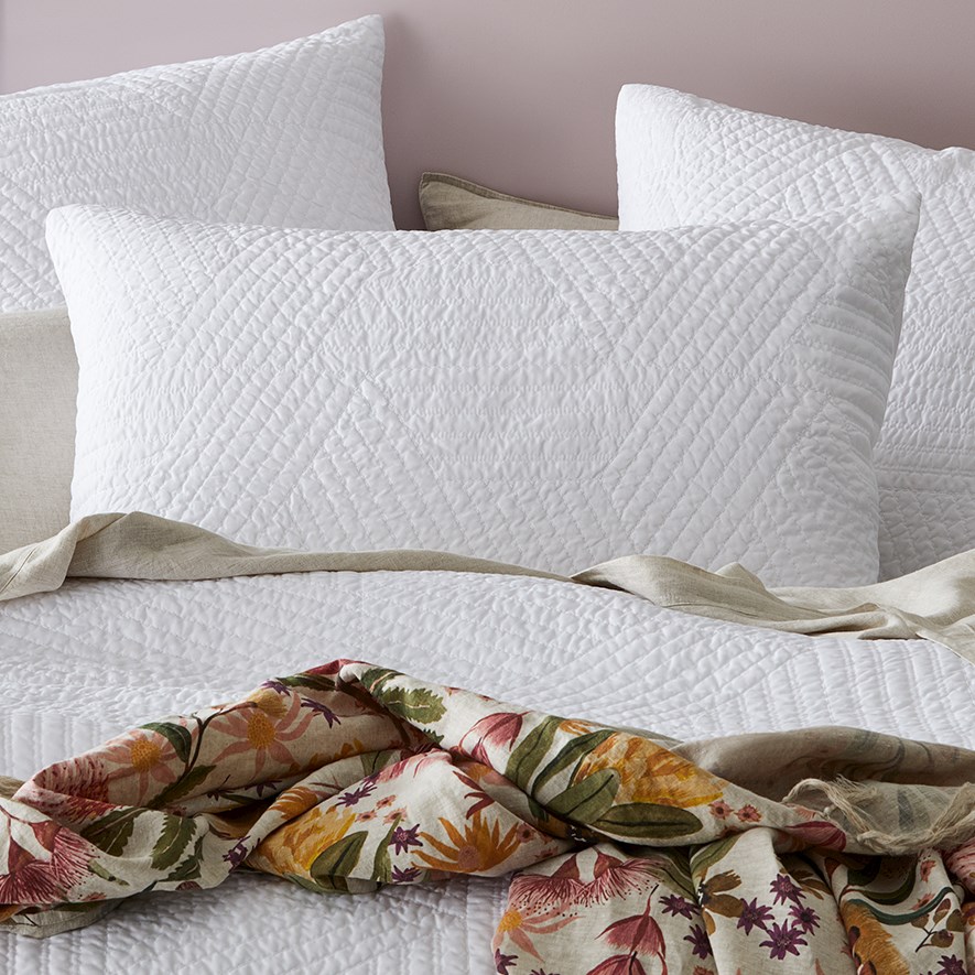 Home Republic - Kaito Quilted White Pillowcase | Adairs