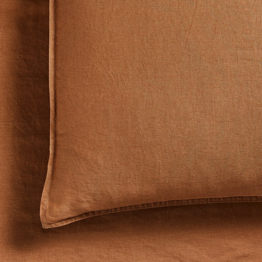 Vintage Washed Linen Caramel Pillowcase | Adairs