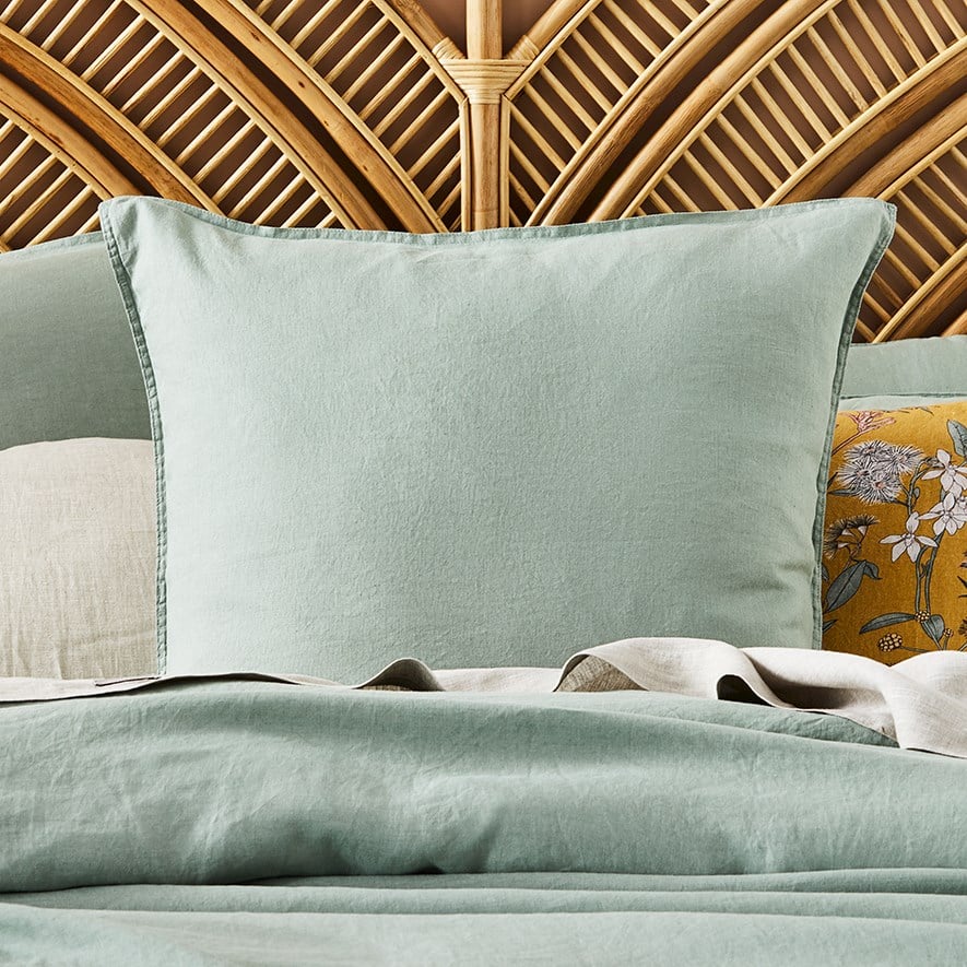 Vintage Washed Linen Eucalyptus Pillowcase | Adairs