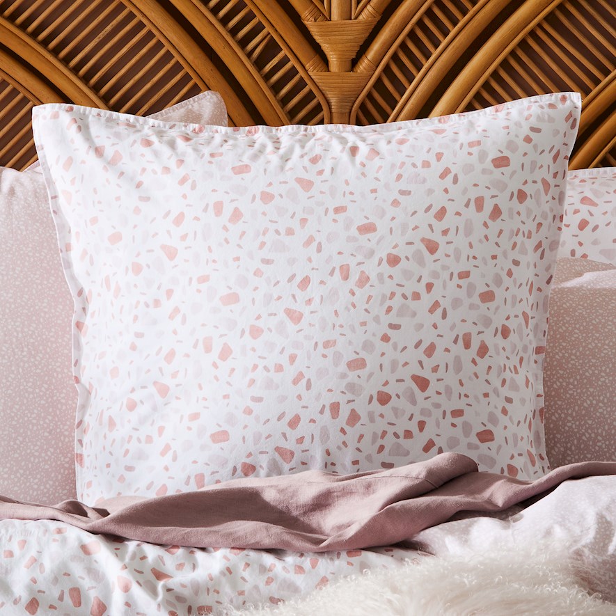 Stonewashed Cotton Printed Pink Terrazzo Pillowcase | Adairs