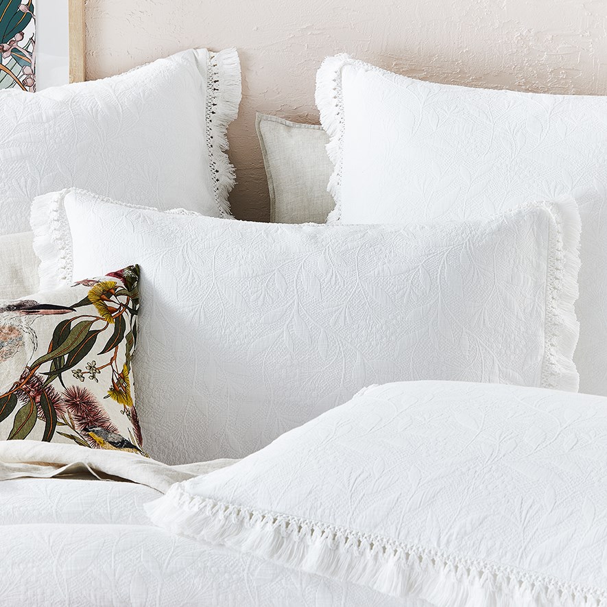 Botanical Fringe Off White Quilt Cover Separates | Adairs