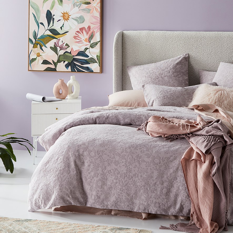 Gemma Matelasse Mauve Quilt Cover Separates | Adairs
