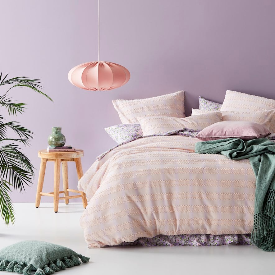 Imogen Jacquard Pastel Lilac Quilt Cover Set + Separates | Adairs