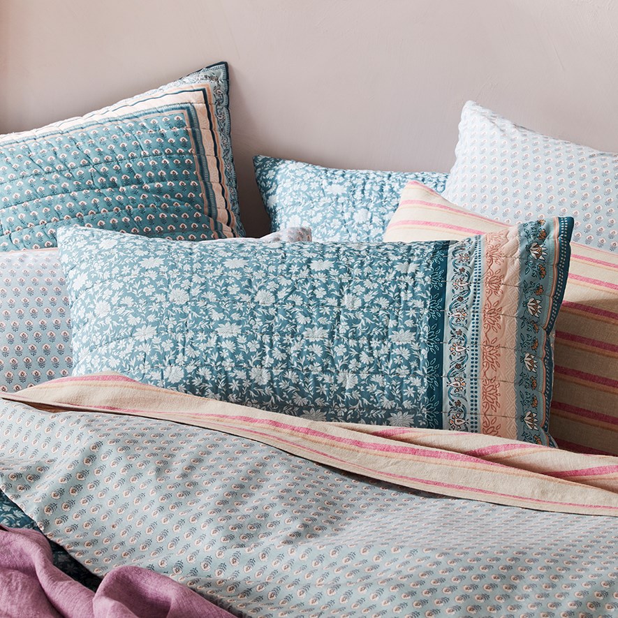 Delhi Quilted Turquoise Quilt Cover Separates | Adairs