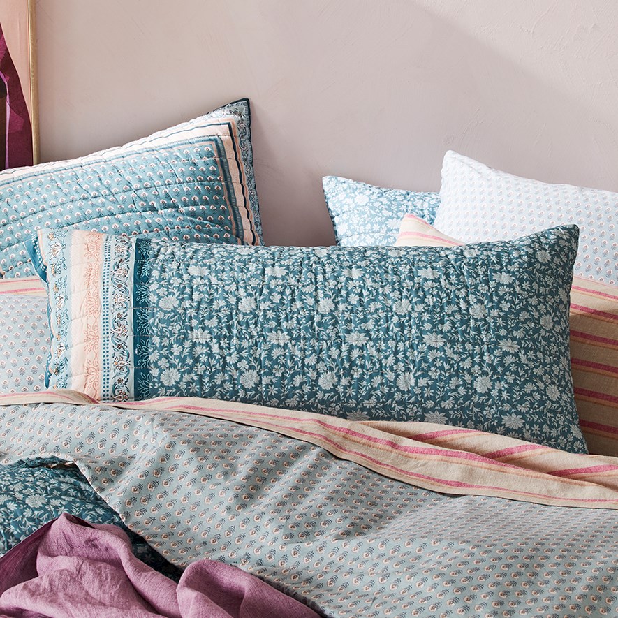 Delhi Quilted Turquoise Quilt Cover Separates | Adairs