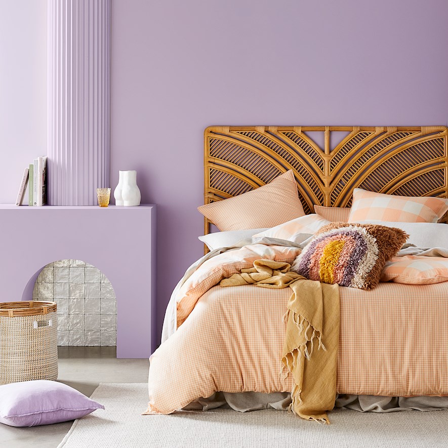 Vintage Washed Linen Peach Check Quilt Cover Set + Separates | Adairs