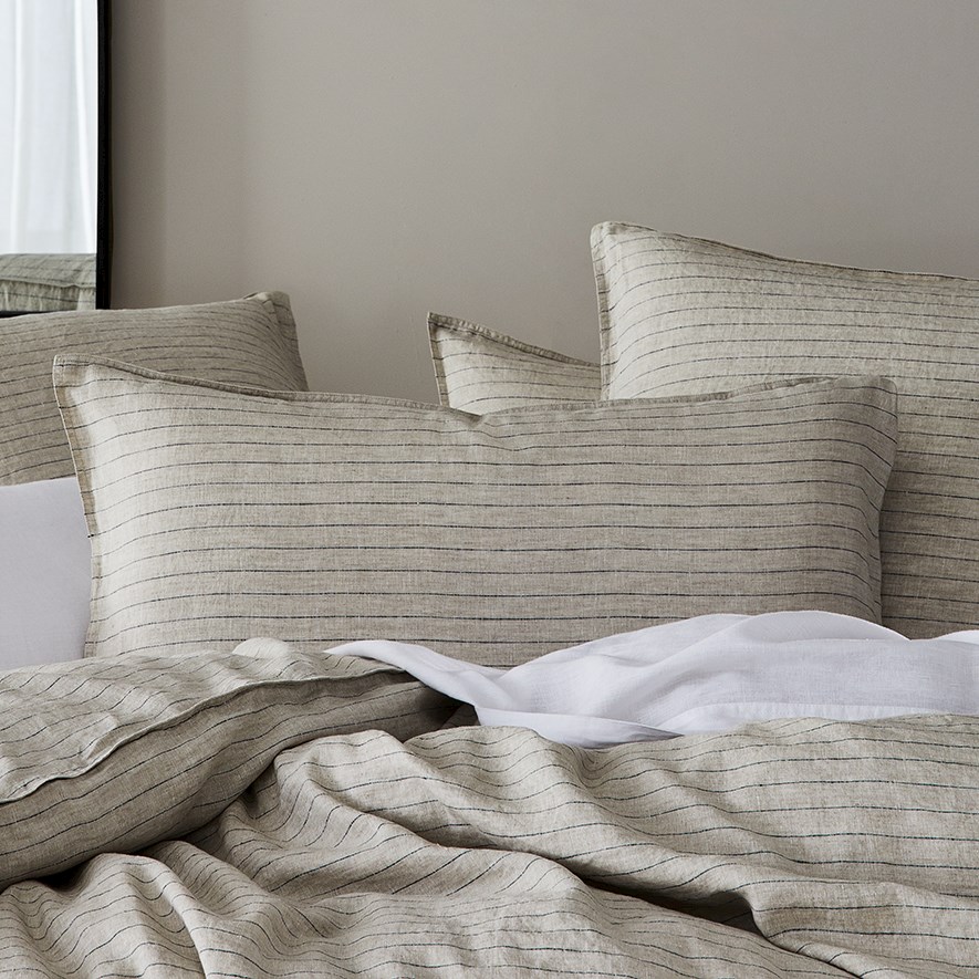 Vintage Washed Linen Linen & Navy Stripe Quilt Cover Separates | Adairs