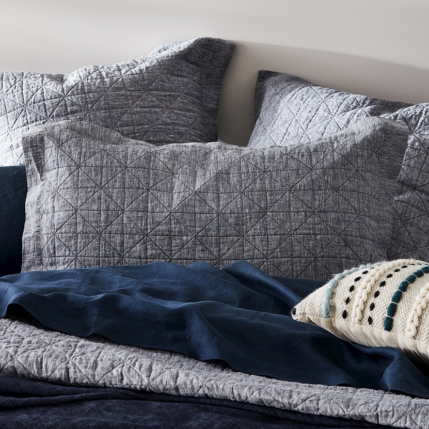 Vintage Washed Linen Coverlet Indigo Separates | Adairs