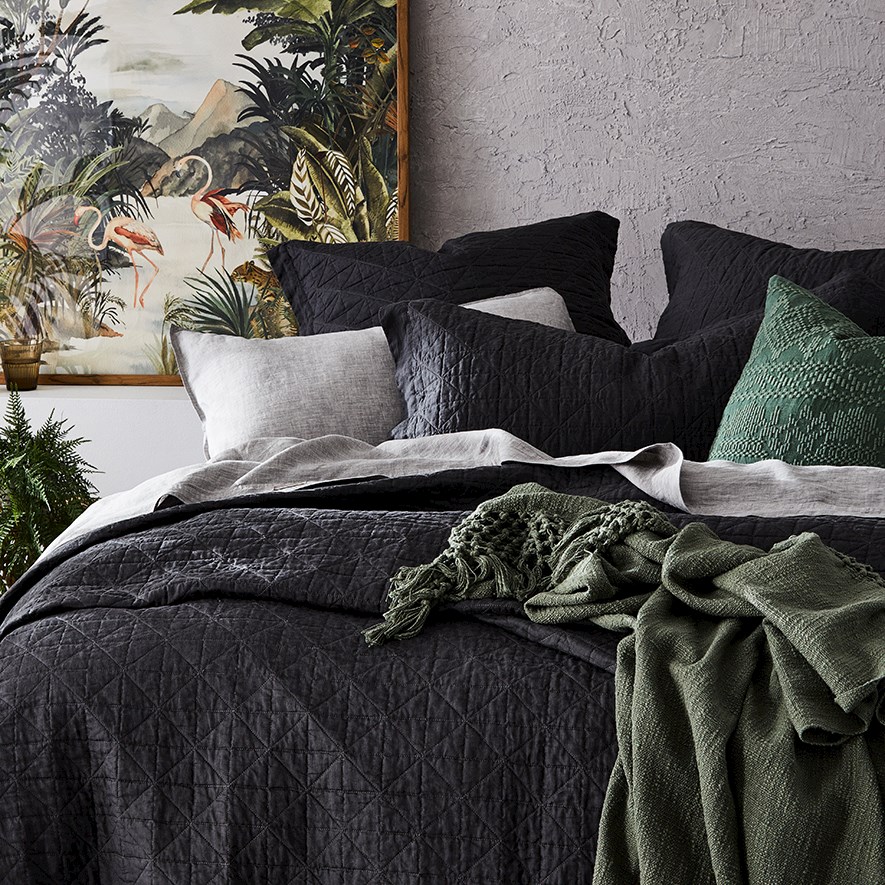Vintage Washed Linen Magnet Quilted Coverlet Separates | Adairs