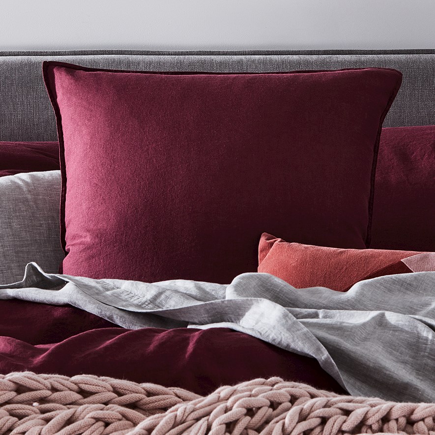 Vintage Washed Linen Bordeaux Quilt Cover Separates | Adairs