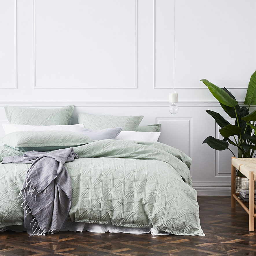 Home Republic - Villa Subtle Green Quilt Cover | Adairs