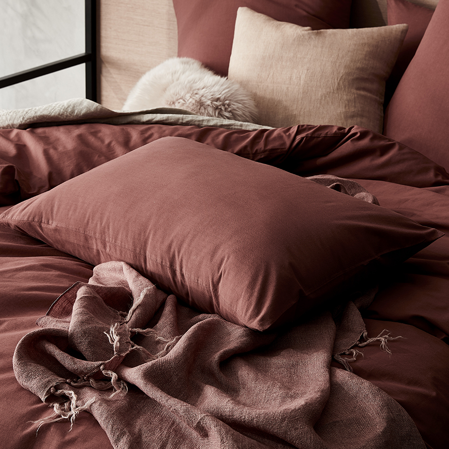 Home Republic - Stonewashed Cotton Rust Quilt Cover Separates | Adairs