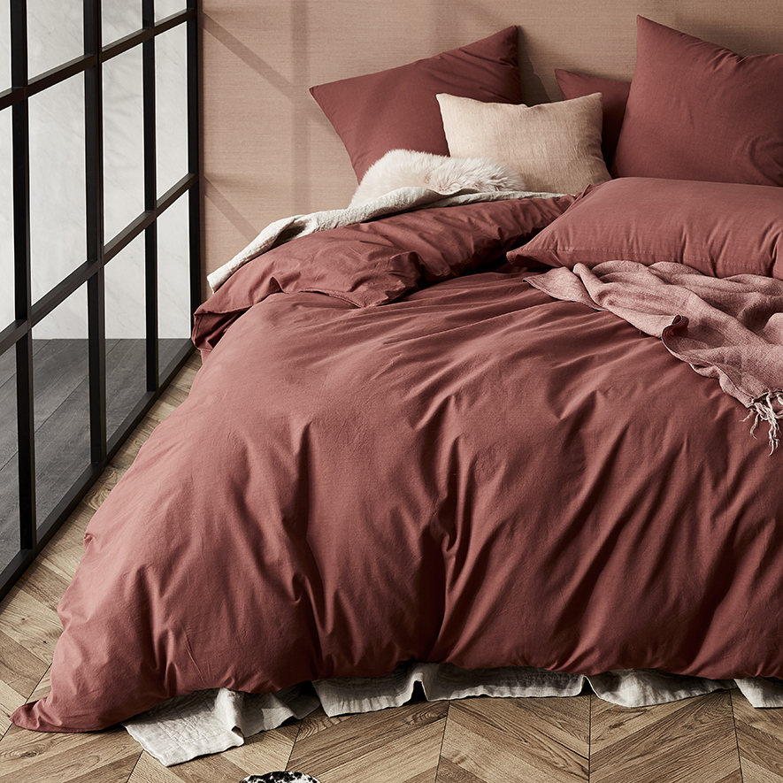 Home Republic - Stonewashed Cotton Rust Quilt Cover Separates | Adairs