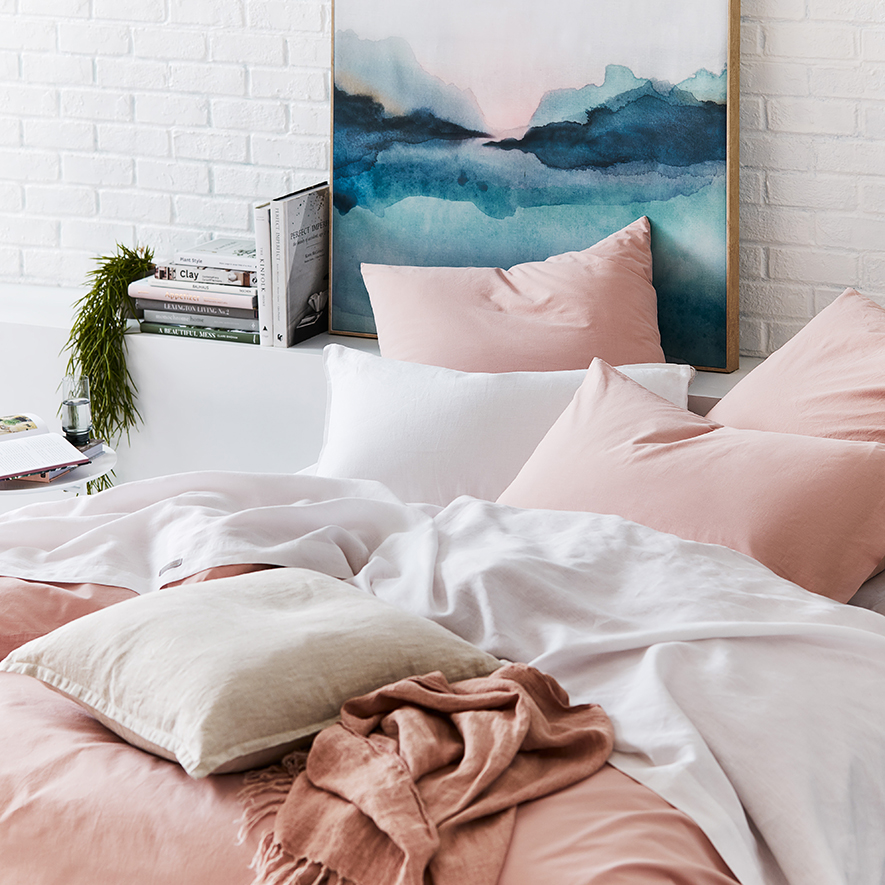 Stonewashed Cotton Dusty Pink Quilt Cover Separates | Adairs