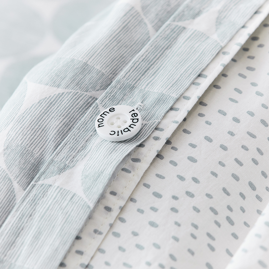 Stonewashed Printed Cotton Powder Blue Spot Quilt Cover Separates | Adairs