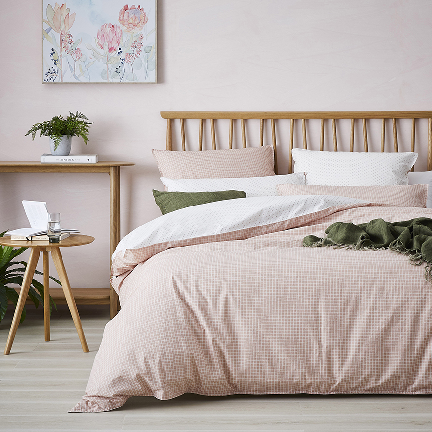 Stonewashed Printed Cotton Tile Grid Quilt Cover Separates | Adairs